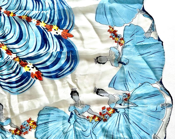 Vintage 50s Ballet Dancer Silk Scarf 1950s Scalloped Edge Scarf - Etsy