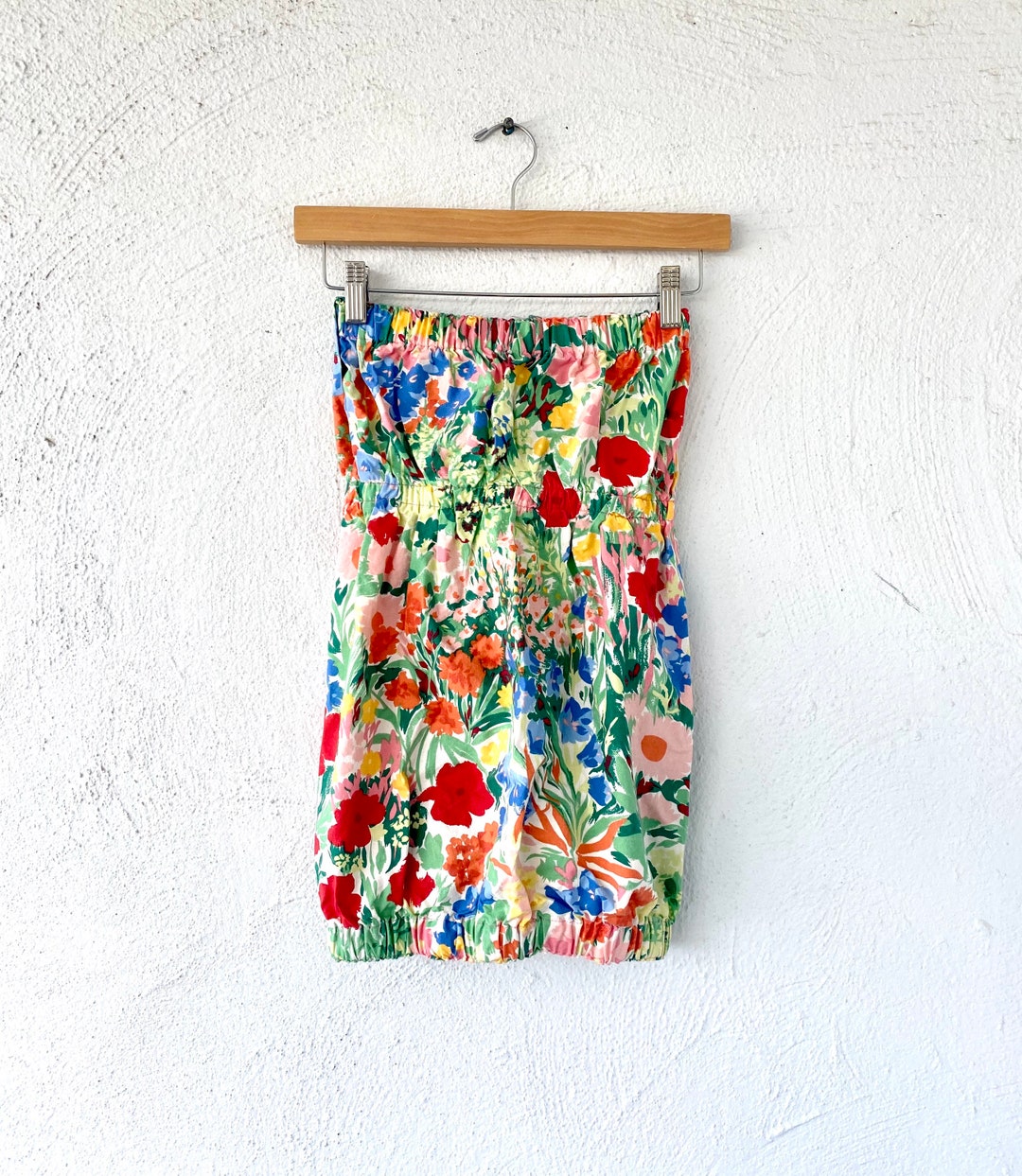 Vintage 70s 80s Floral Garden Party Tube Top 1970s 1980s Dress - Etsy