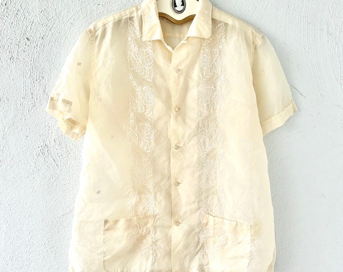 Vintage 70s Filipino Barong Wedding Formal Dress Shirt // Boho Lace ...