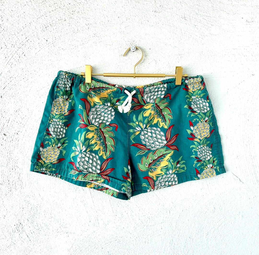 Vintage Hawaiian Pineapple Shorts Graphic Low Waist Shorts - Etsy