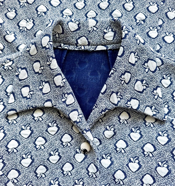 Vintage 70s Textured Fruit Jacket 1970s Blue White St… - Gem