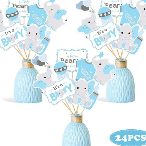 Elephant Baby Shower Decorations Boy Elephant Blue Gray Grey | Etsy