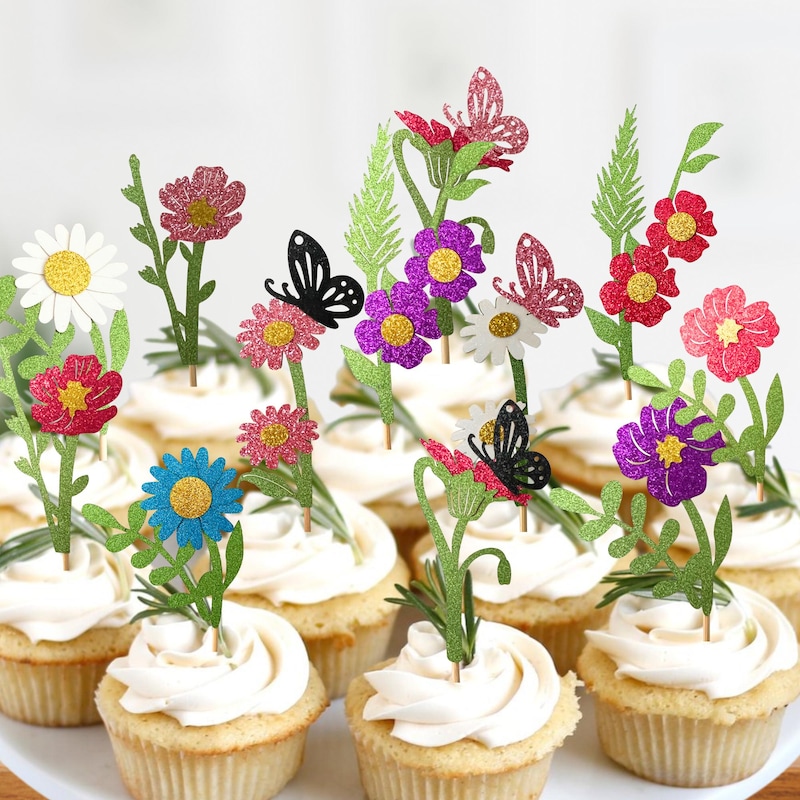 Flower Cupcake Toppers - Etsy