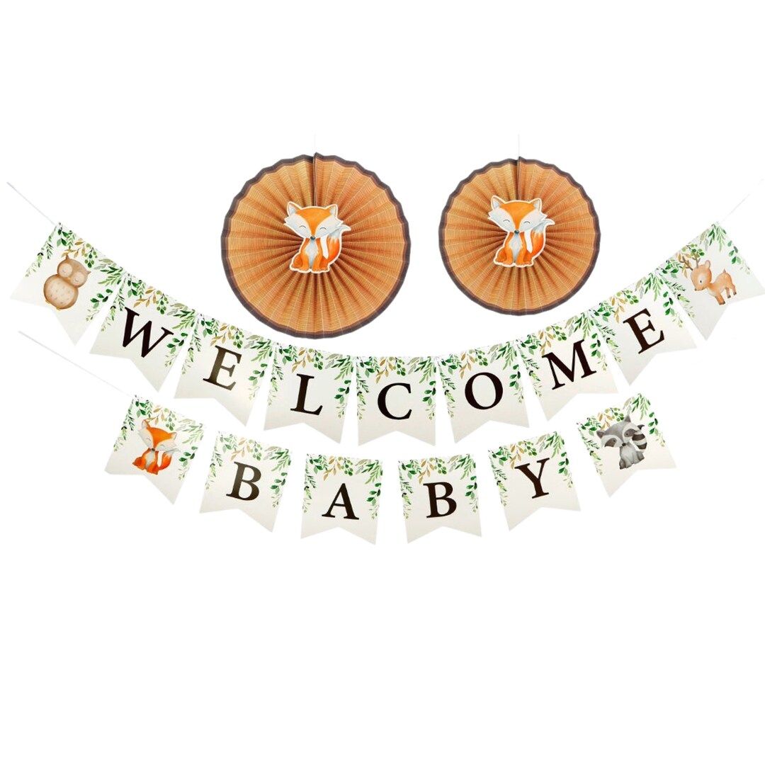 Woodland Animals Welcome Baby Banner Kit, Woodland Creatures Baby ...
