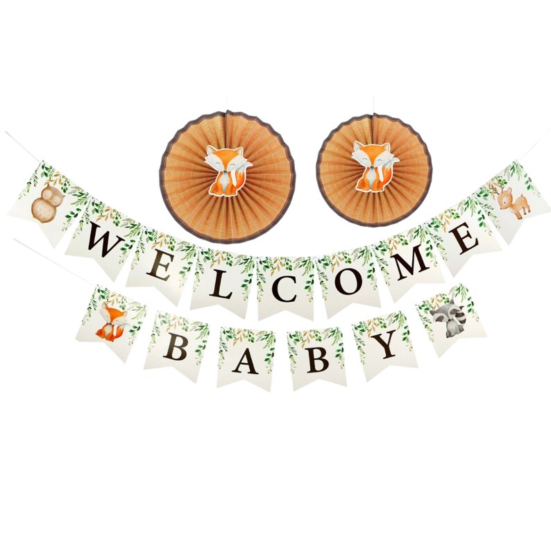 Woodland Animals Welcome Baby Banner Kit Woodland Creatures - Etsy