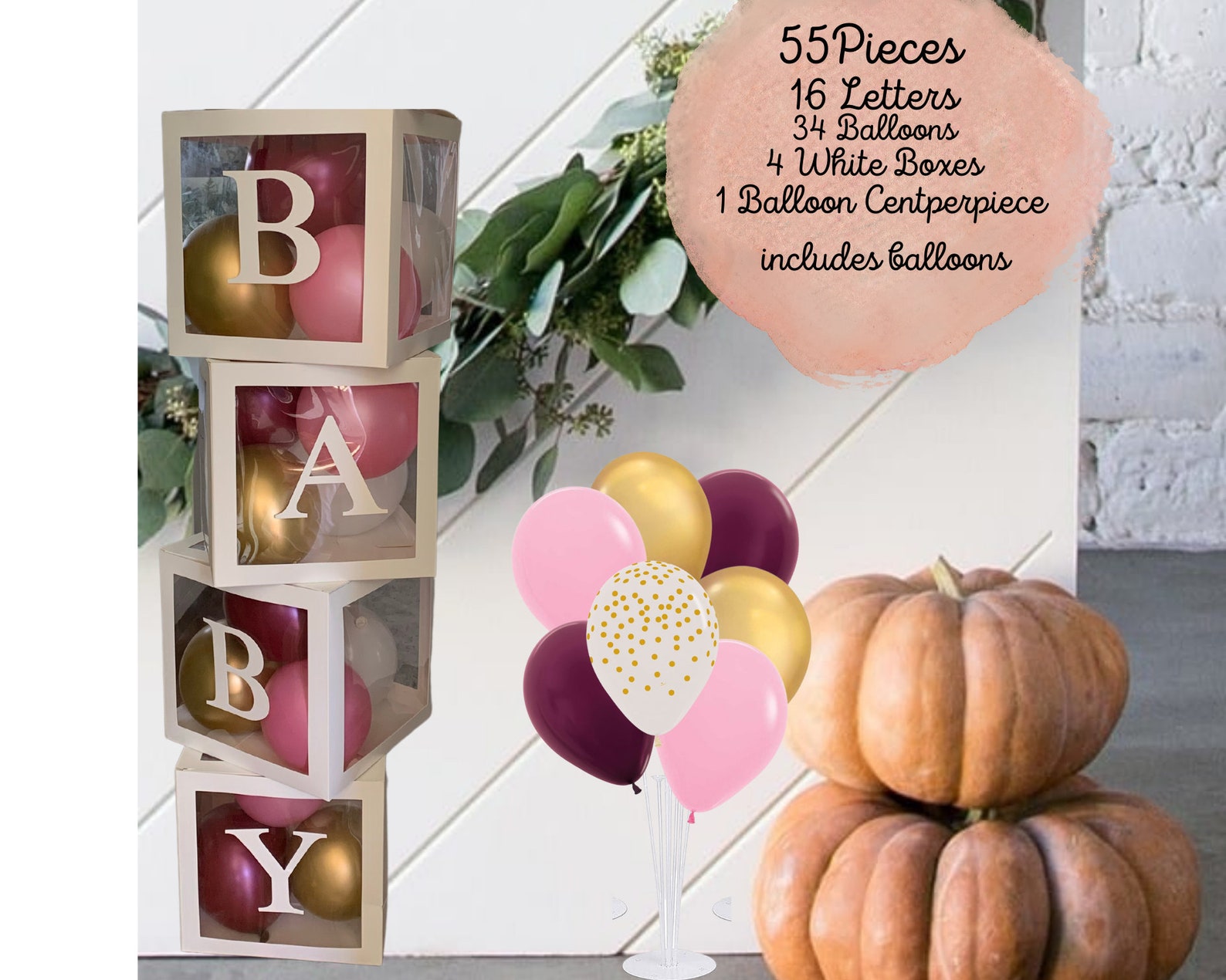 White Transparent BABY Boxes With Balloon Centerpiece for Baby - Etsy