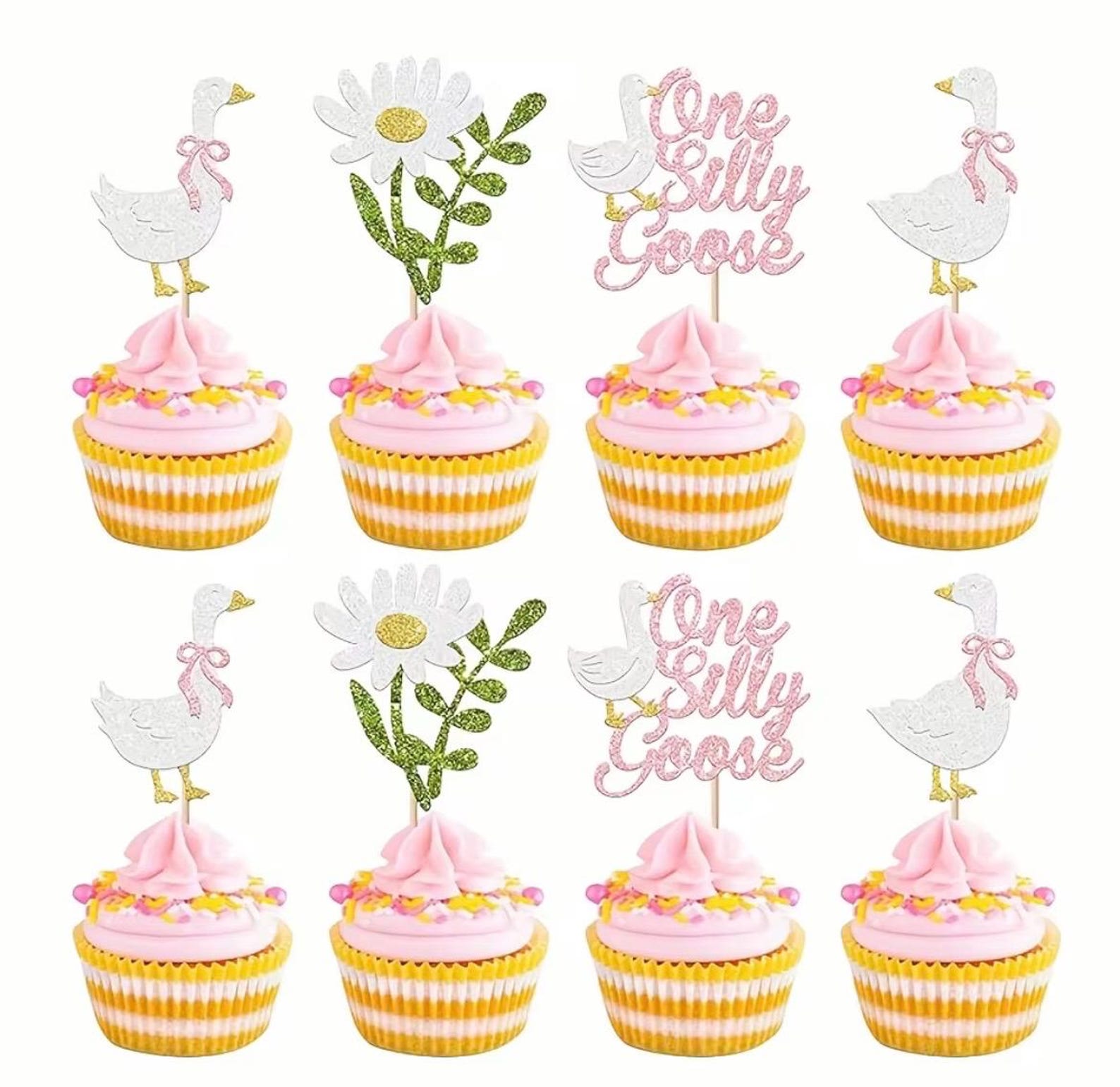 Silly Goose Cupcake Toppers: Farm Animal Party Decorations - Set of 24 ...