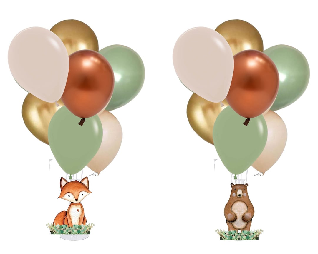 Woodland Baby Shower Balloon Centerpiece: Fox & Bear Bouquet Set - Etsy