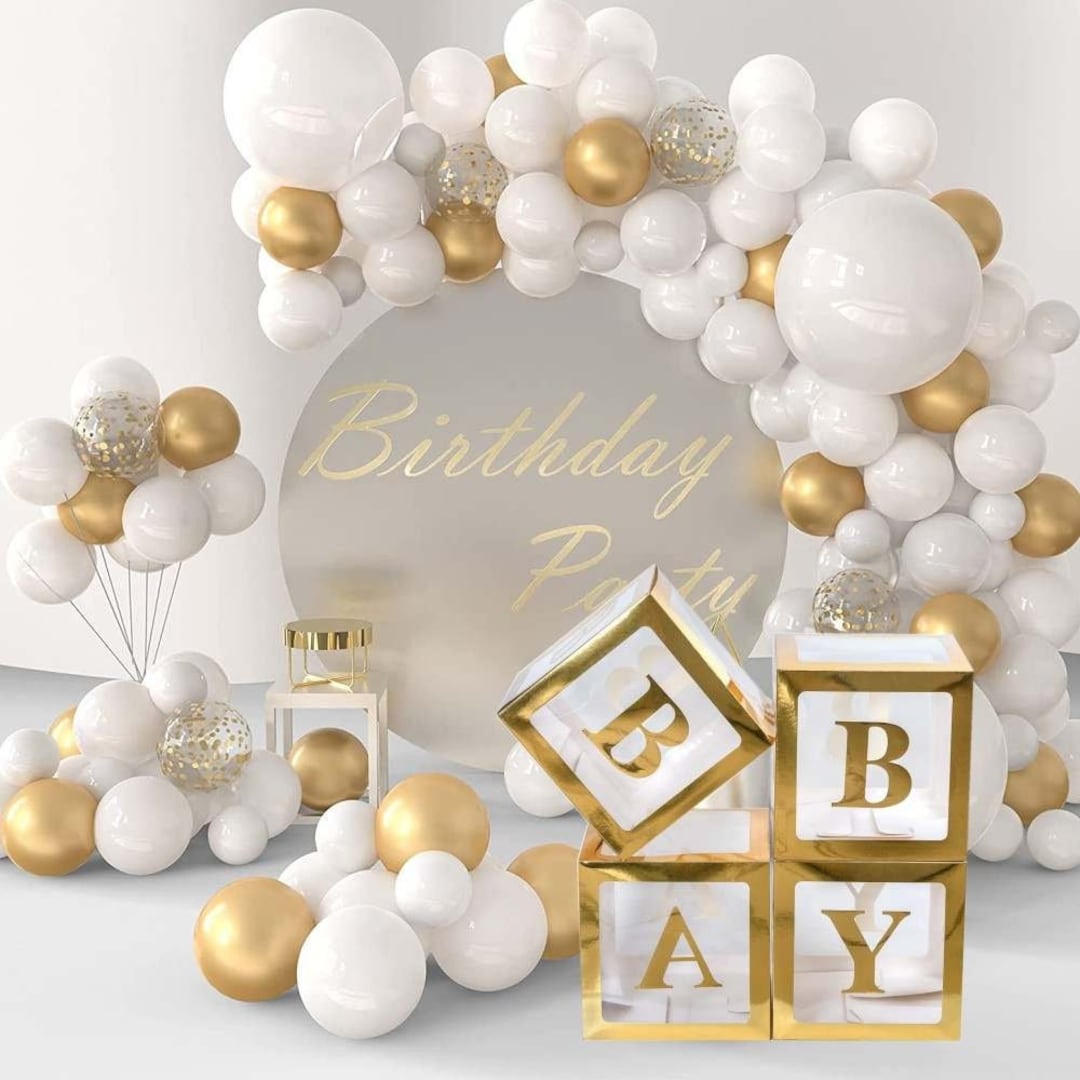 Gold Trim Translucent Baby Block Boxes, Baby Block Boxes, Baby Shower ...