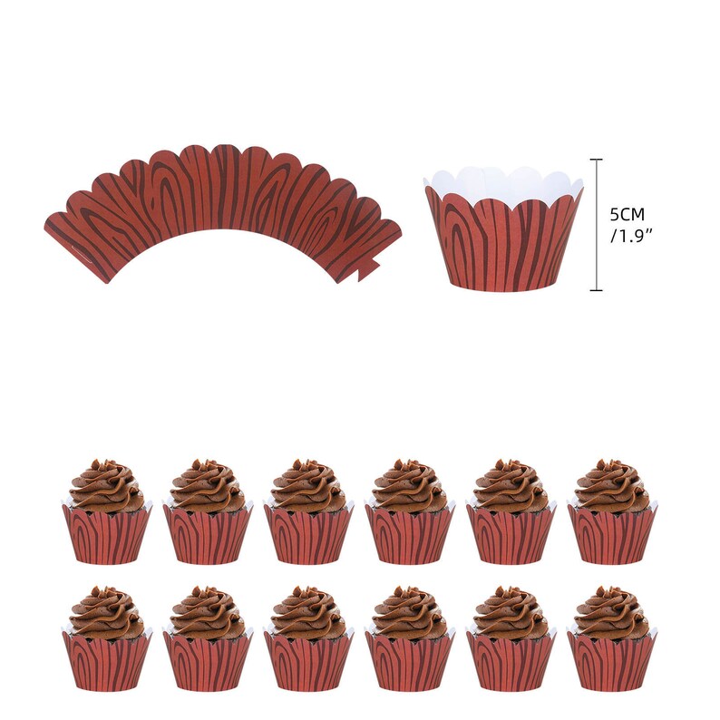 Wood Grain Cupcake Wrappers Set of 12 Woodland Baby Shower - Etsy