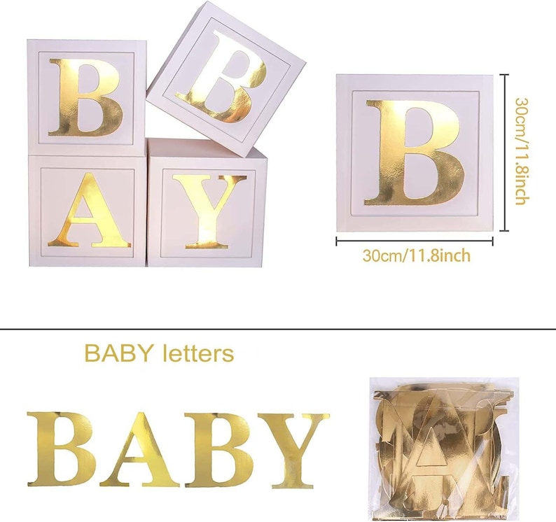 Gold BABY Letter Boxes: Baby Shower Decorations Kit - Etsy