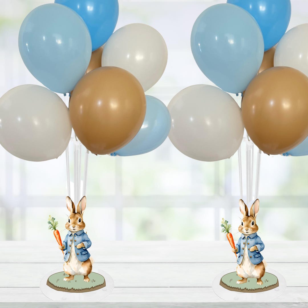 Set of 2 Peter Rabbit Inspired Balloon Centerpieces, Peter Rabbit Baby ...