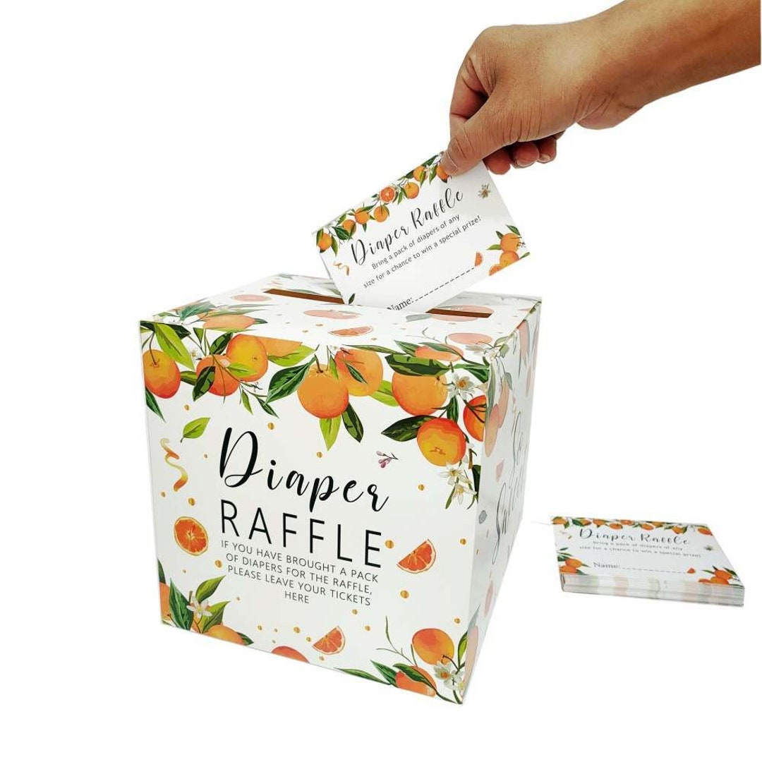 Citrus Baby Shower Diaper Raffle Box Kit With Cards - Etsy
