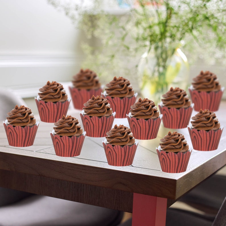 Wood Grain Cupcake Wrappers Set of 12 Woodland Baby Shower - Etsy