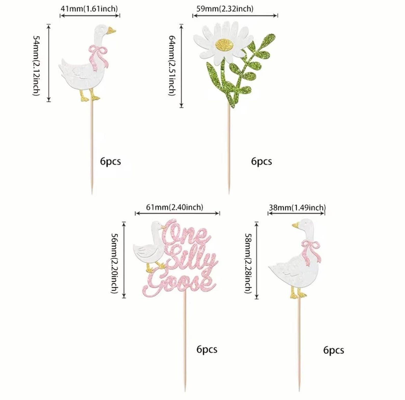 Silly Goose Cupcake Toppers: Farm Animal Party Decorations - Set of 24 ...