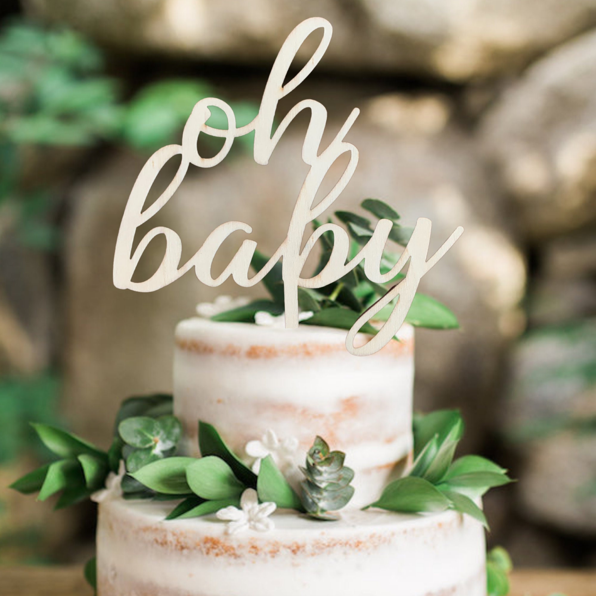 Oh Baby Wooden Cake Topper Oh Baby Neutral Baby Shower - Etsy