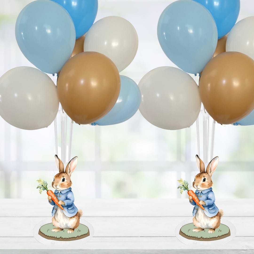 Set of 2 Peter Rabbit Inspired Balloon Centerpieces, Peter Rabbit Baby ...