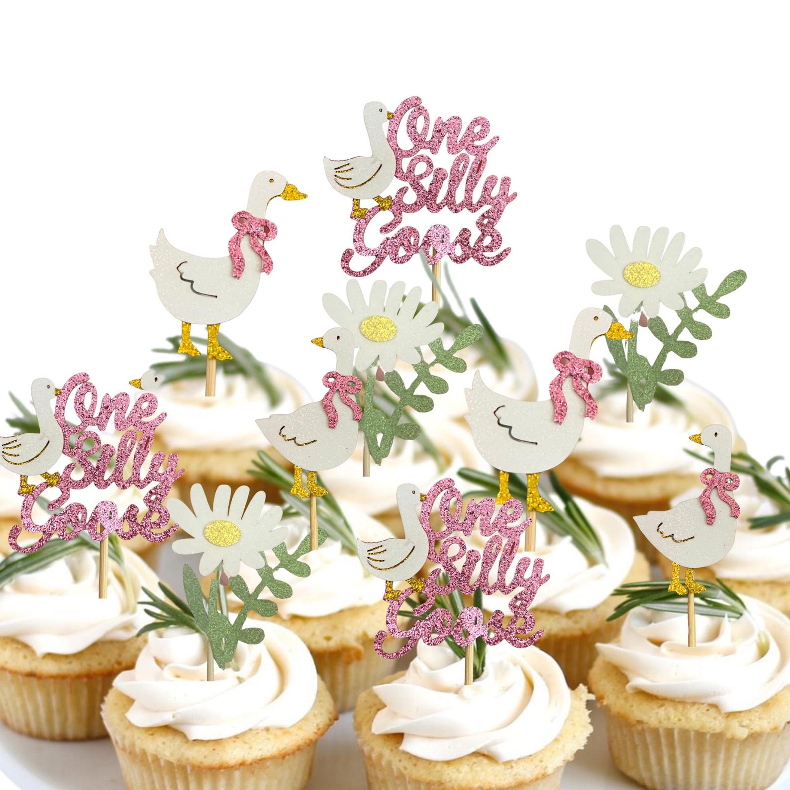 Silly Goose Cupcake Toppers: Farm Animal Party Decorations - Set of 24 ...