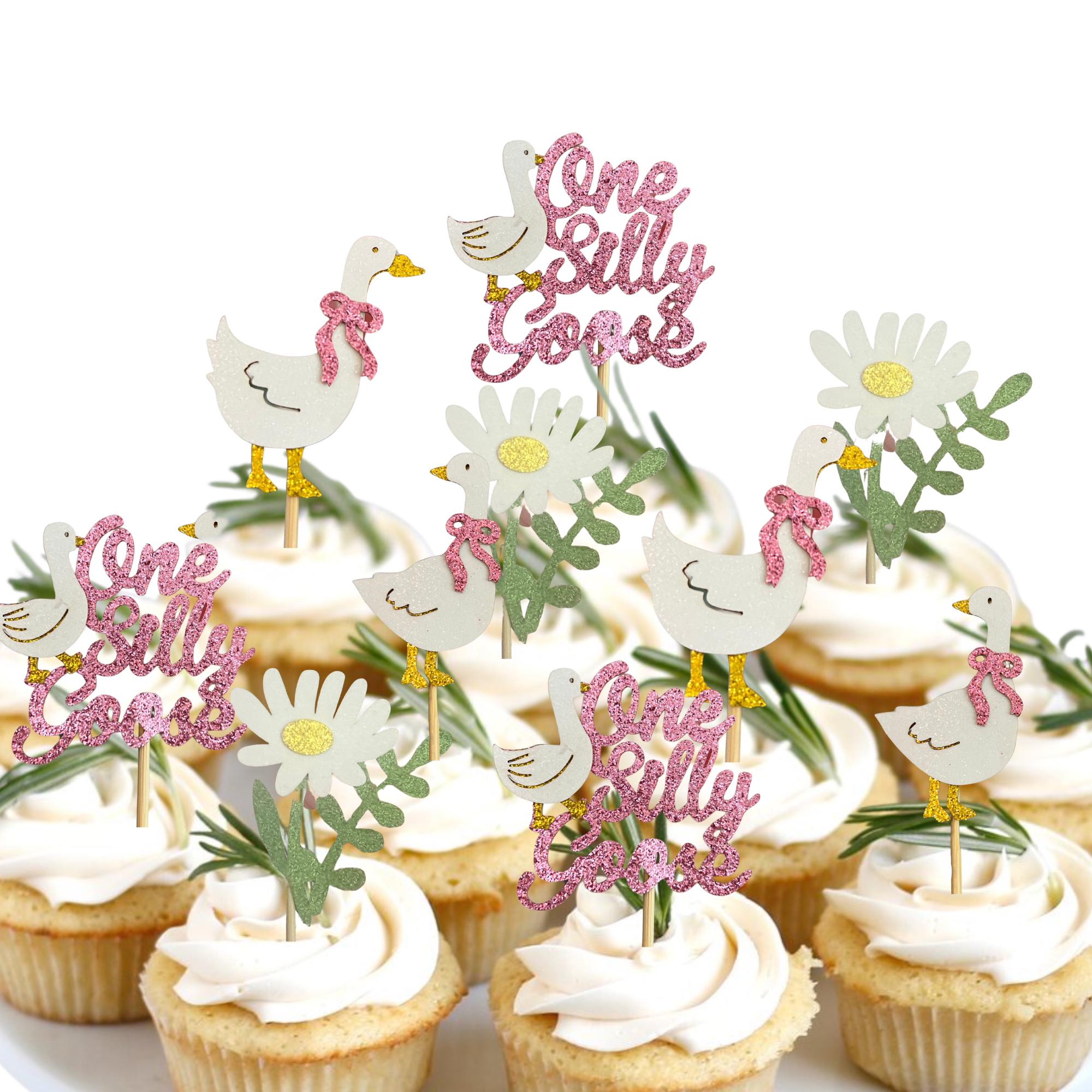 Silly Goose Cupcake Toppers: Farm Animal Party Decorations - Set of 24 ...