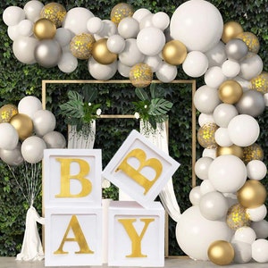 Baby Shower Boxes: White & Gold BABY Letters, Photo Prop - Etsy