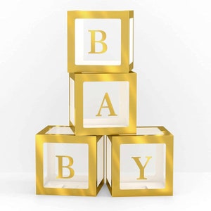 Gold Trim Translucent Baby Block Boxes, Baby Block Boxes, Baby Shower ...