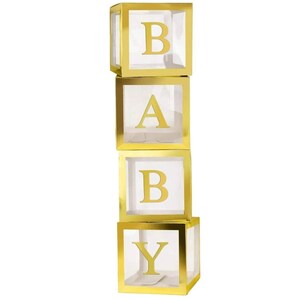 Gold Trim Translucent Baby Block Boxes, Baby Block Boxes, Baby Shower ...