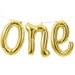 One Gold Script Balloon Banner, One Gold Balloon, One First Birthday ...