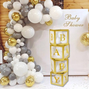 Gold Trim Translucent Baby Block Boxes, Baby Block Boxes, Baby Shower ...