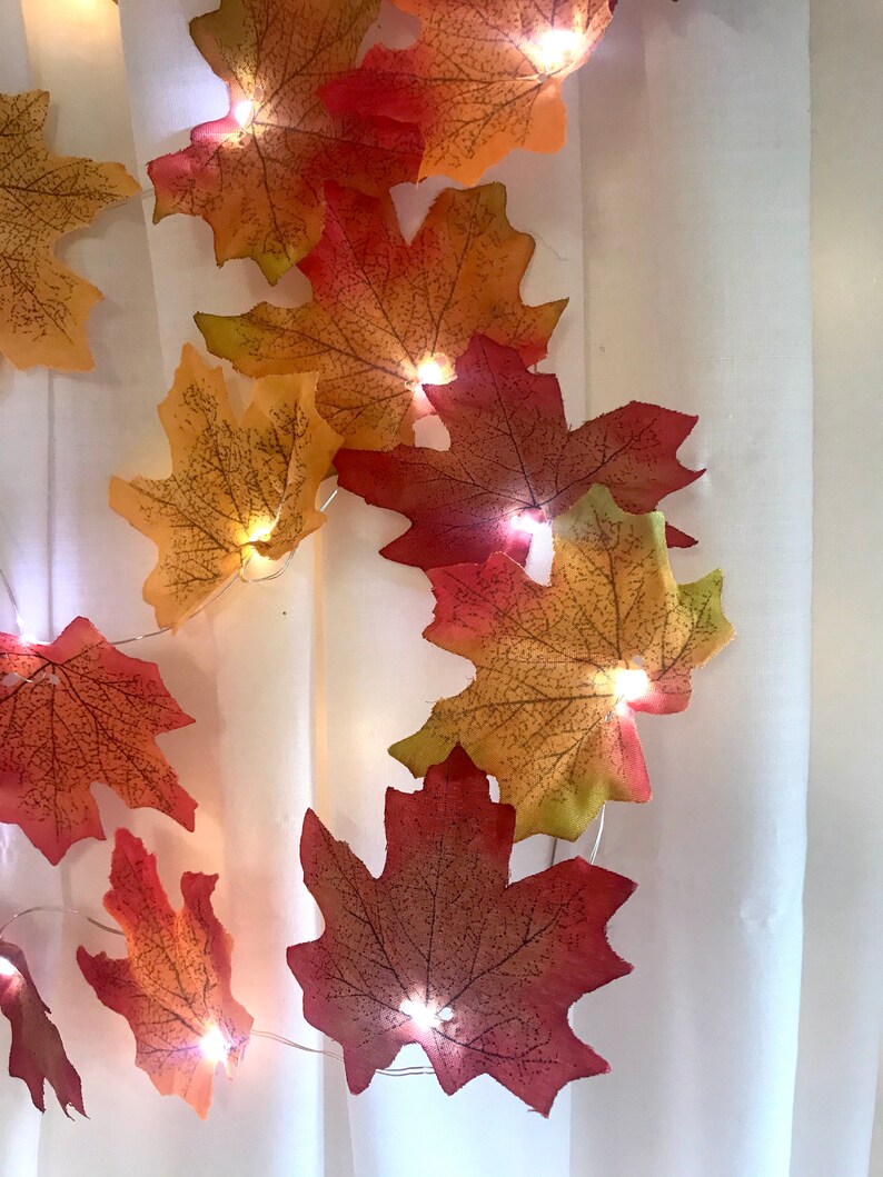 Autumn Leaf Fairy Lights Rich Red Gold Fabric Leaves on - Etsy UK