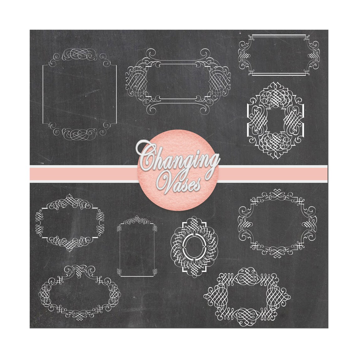 Digital Chalkboard Frames Borders Decorative Ornate Flourishes - Etsy