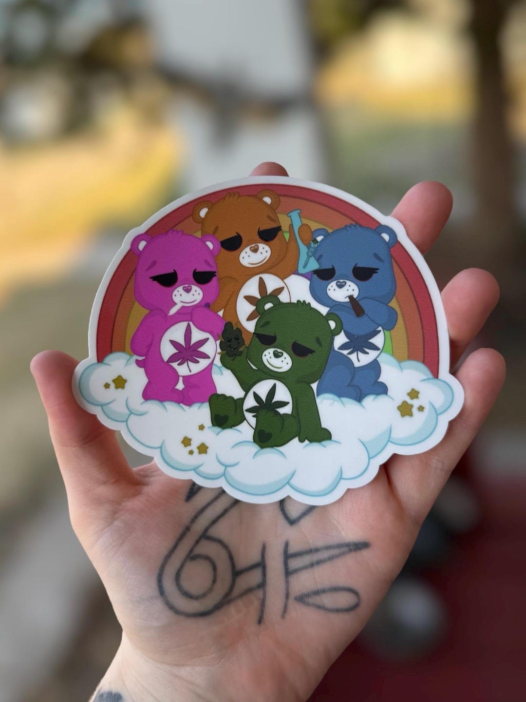 Jumbo Stoner 420 Waterproof Car Bumper Sticker Cute Bears on Cloud - Etsy