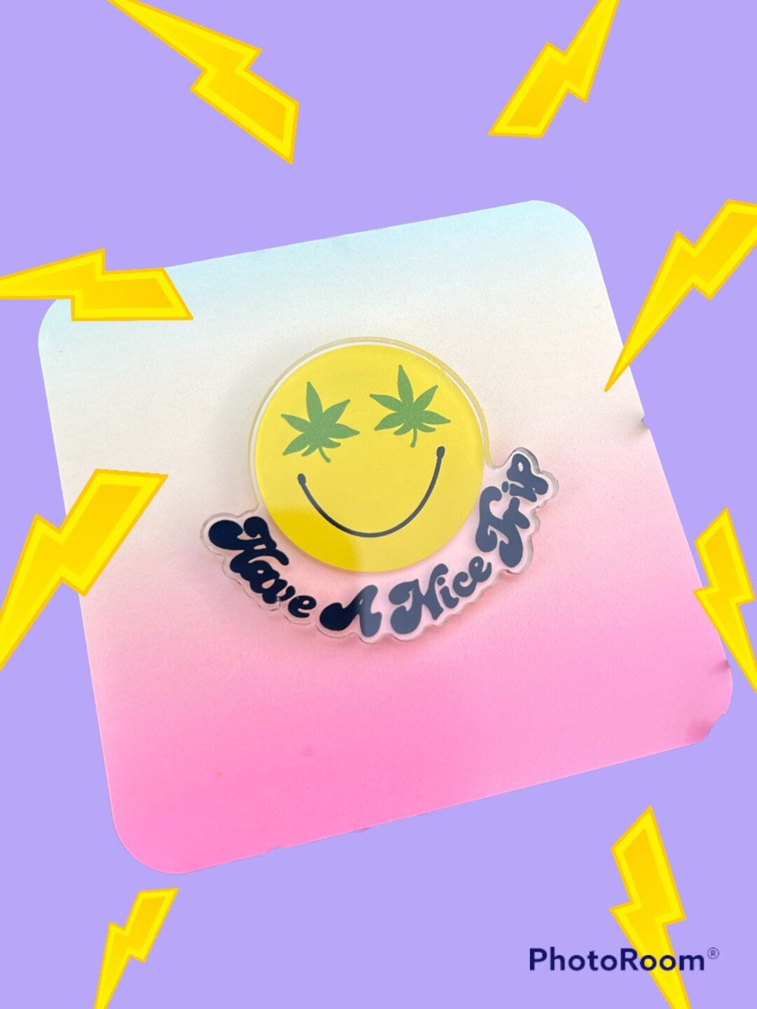 Stoned Smiley Face Have A Nice Trip Mary Jane Acrylic Pin 420 - Etsy