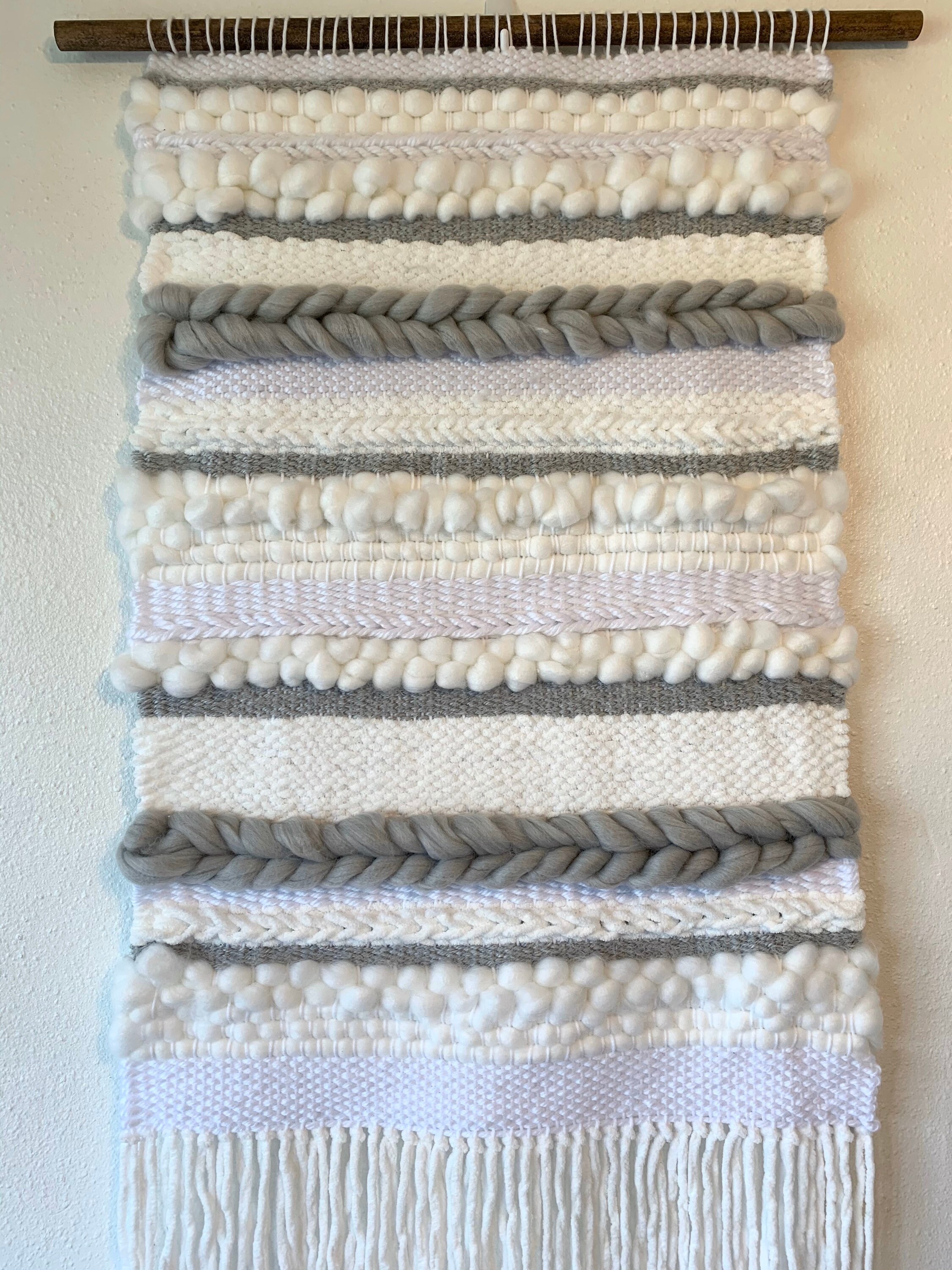 Large Wall Weaving Long Hanging Wall Decor Boho Bohemian White | Etsy