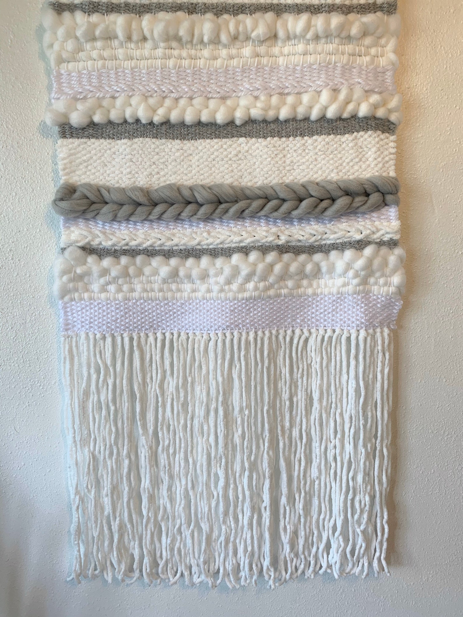 Large Wall Weaving Long Hanging Wall Decor Boho Bohemian White | Etsy