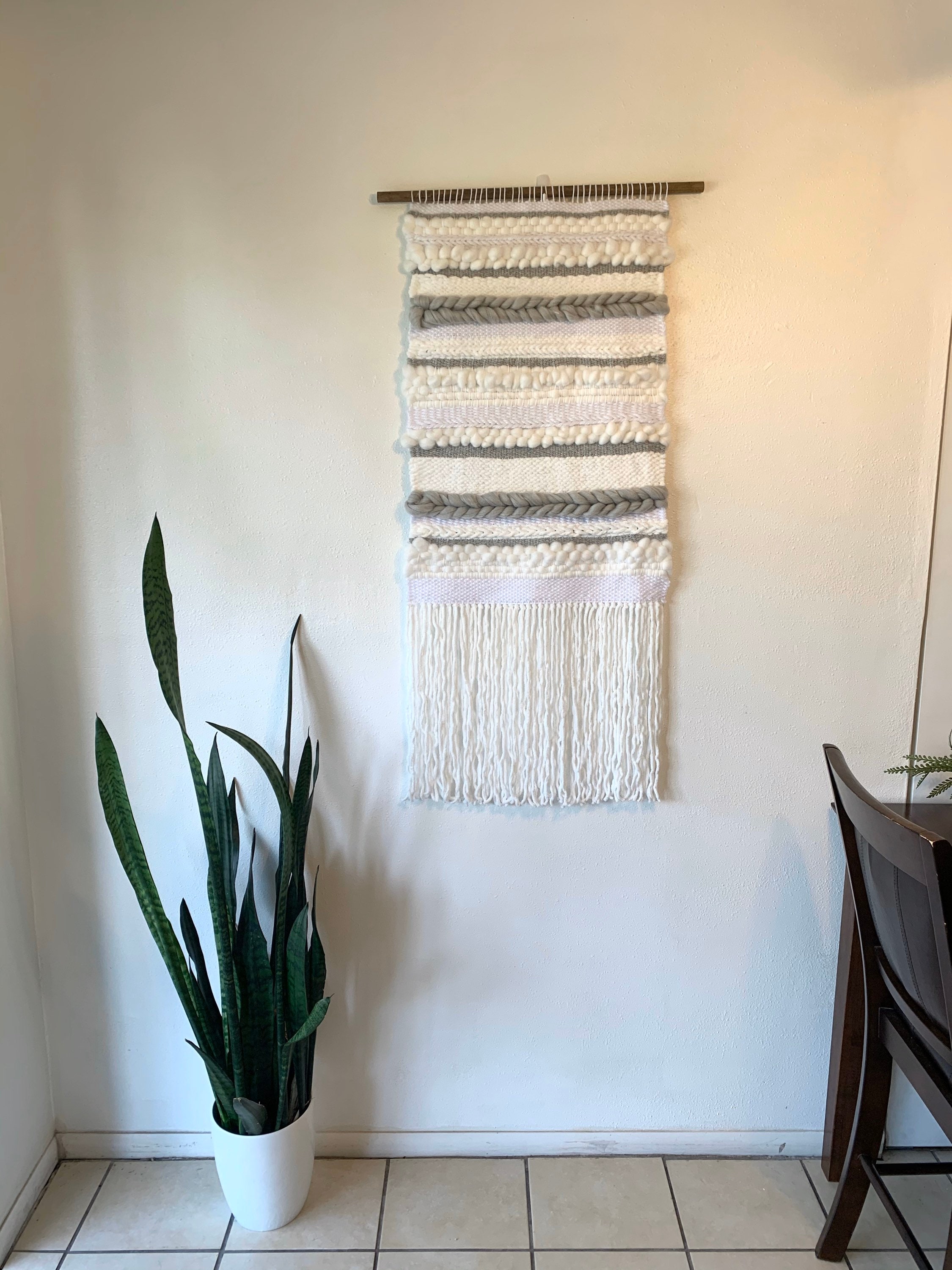 Large Wall Weaving Long Hanging Wall Decor Boho Bohemian White | Etsy