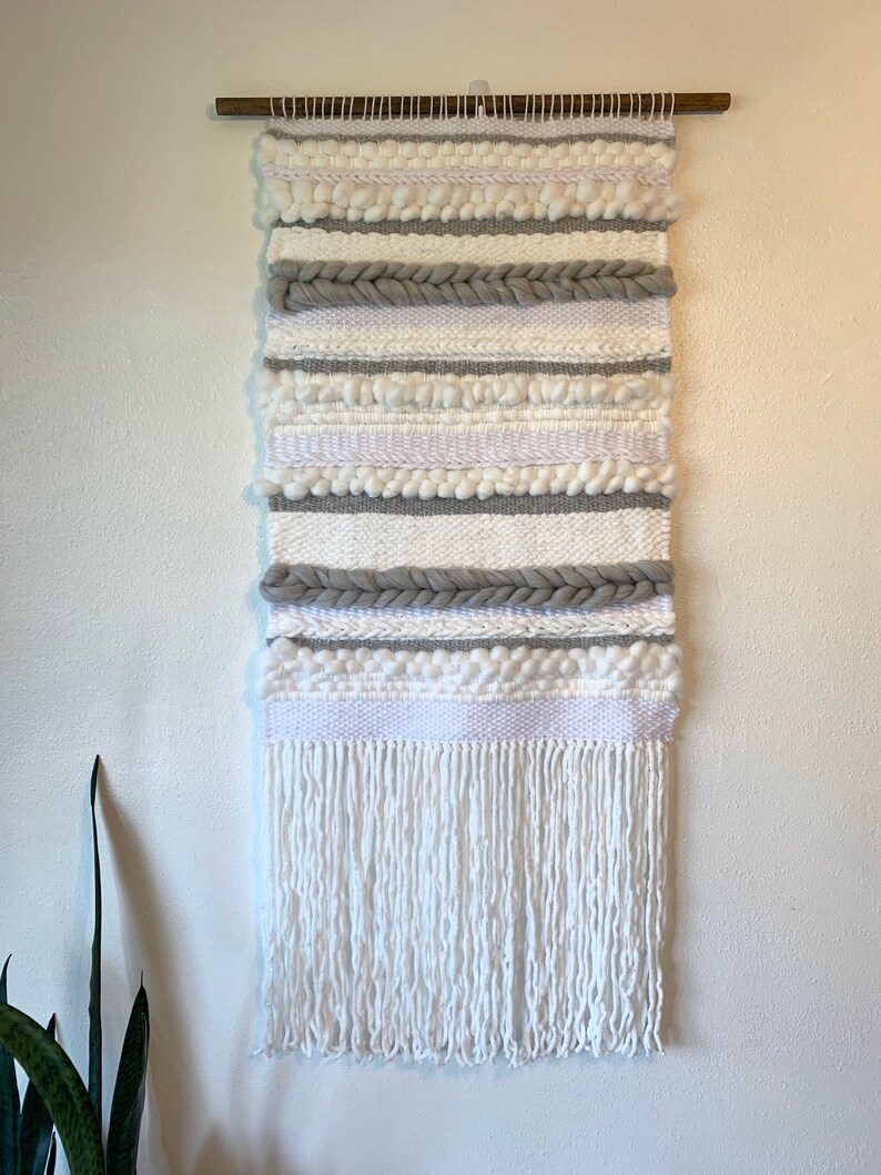 Large Wall Weaving Long Hanging Wall Decor Boho Bohemian White | Etsy