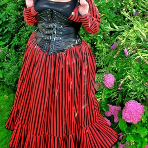 Full FRILLED Black & Red Polycotton Striped Skirt, Goth, Gothic ...