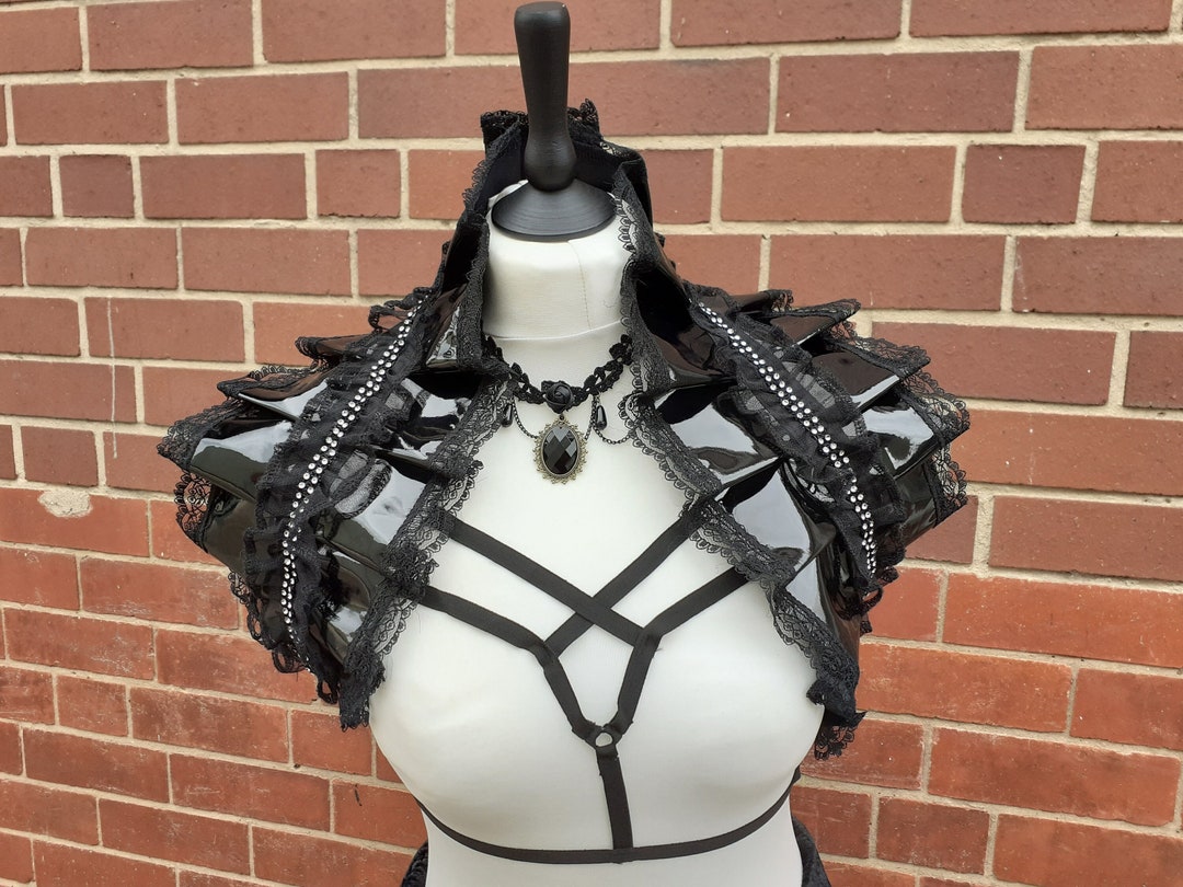 Black PVC Gothic Ruffle Wrap, Shrug, Goth, Corset Accessory, Goth ...