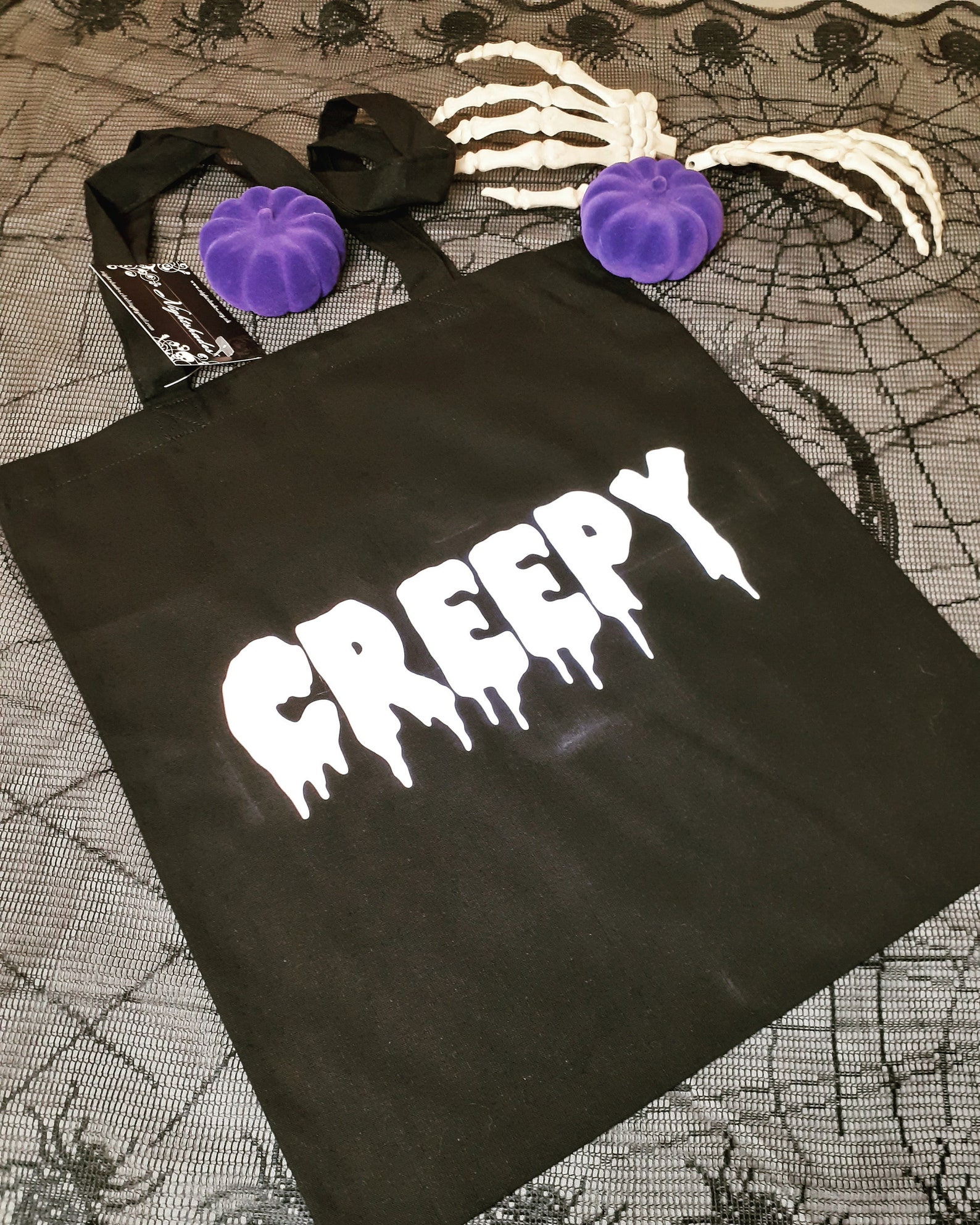 CREEPY Print Cotton Tote Bag Goth Gothic Metalhead Witchy - Etsy
