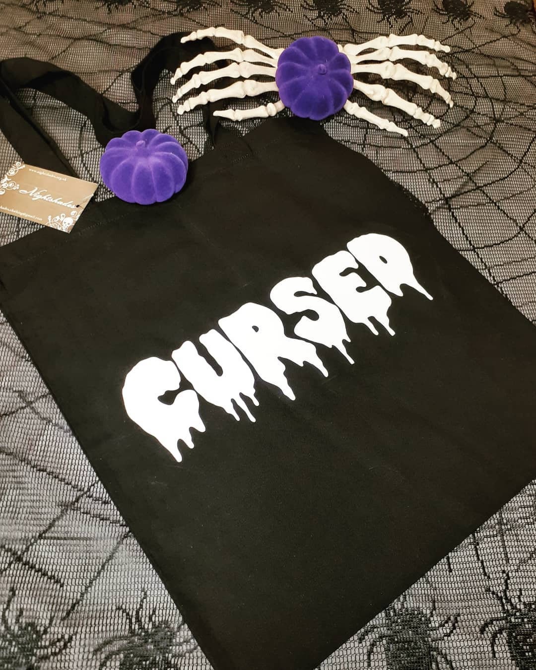 CURSED Print Cotton Tote Bag Goth Gothic Metalhead Witchy - Etsy