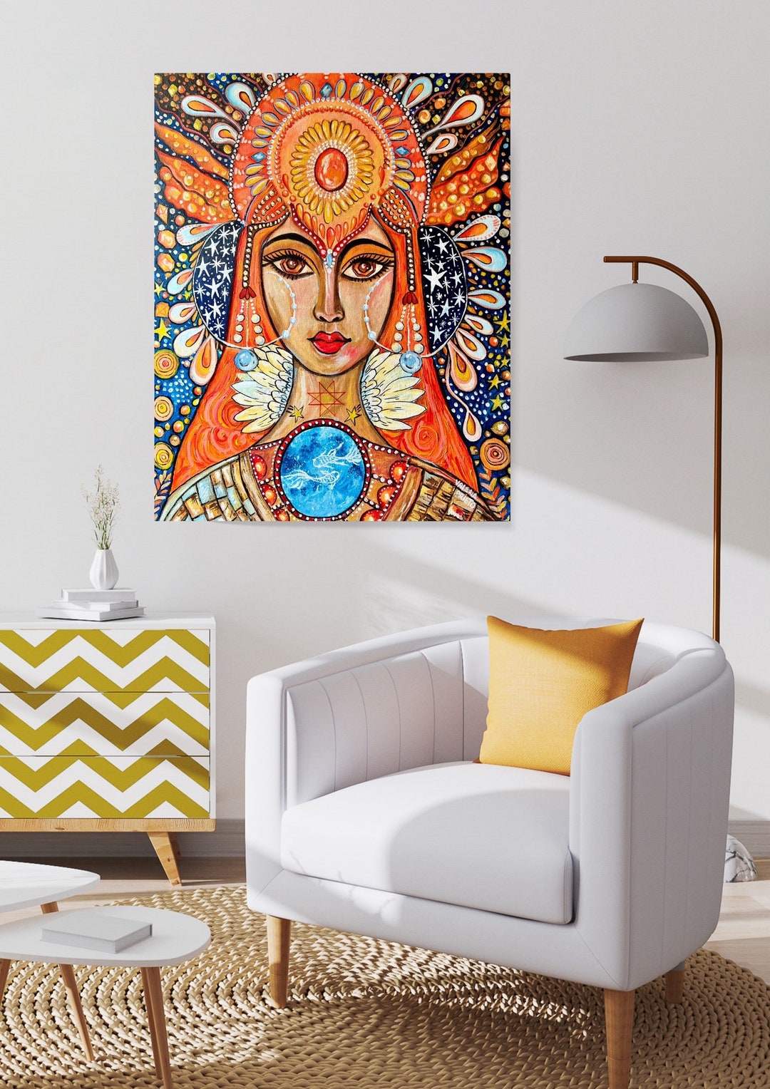 Goddess Senti Original Acrylic Painting, Orange Portrait, Sacral Chakra ...
