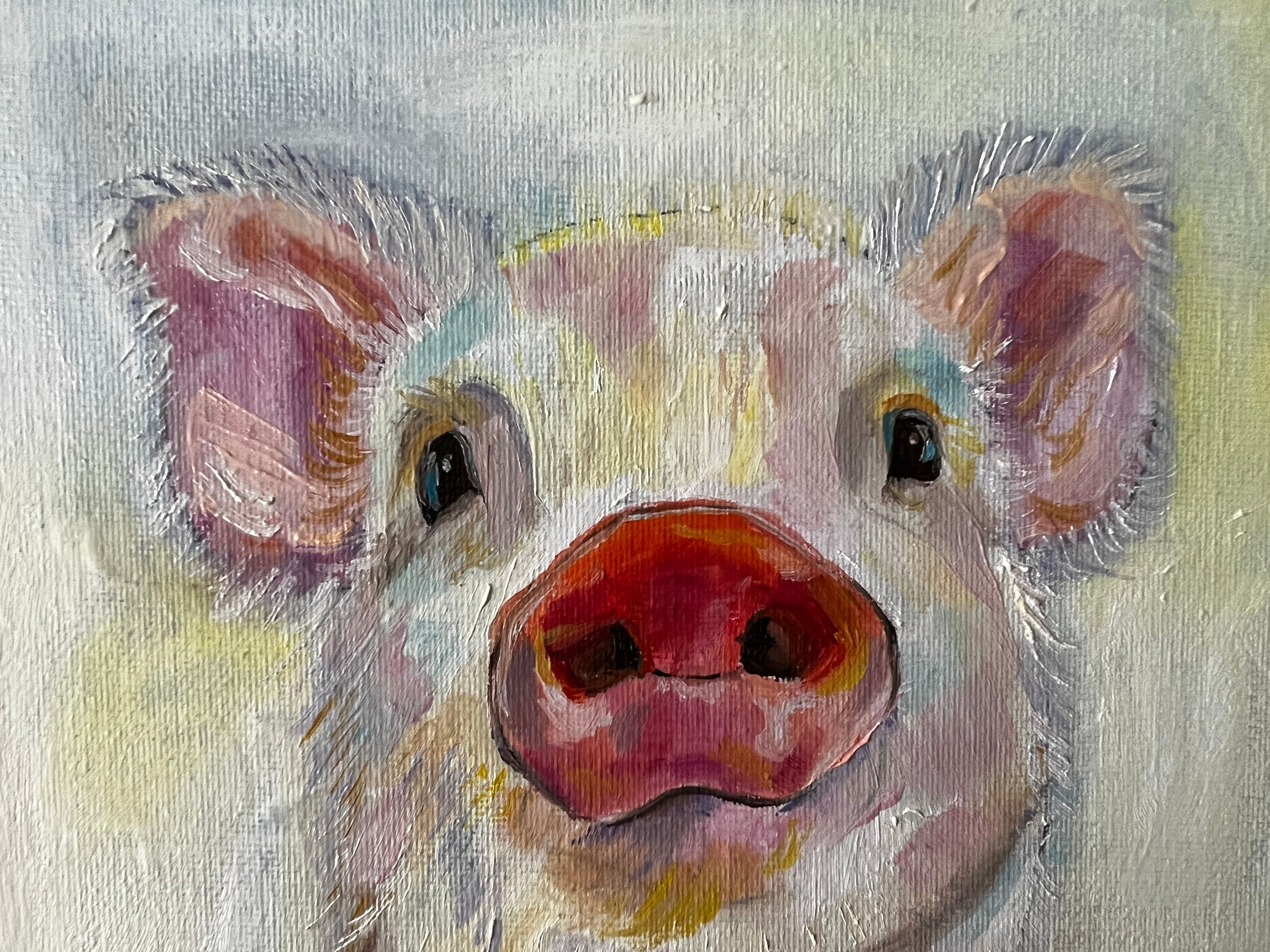 Pig Print, Colorful Farm Animal Portrait, 8.5x11" - Etsy