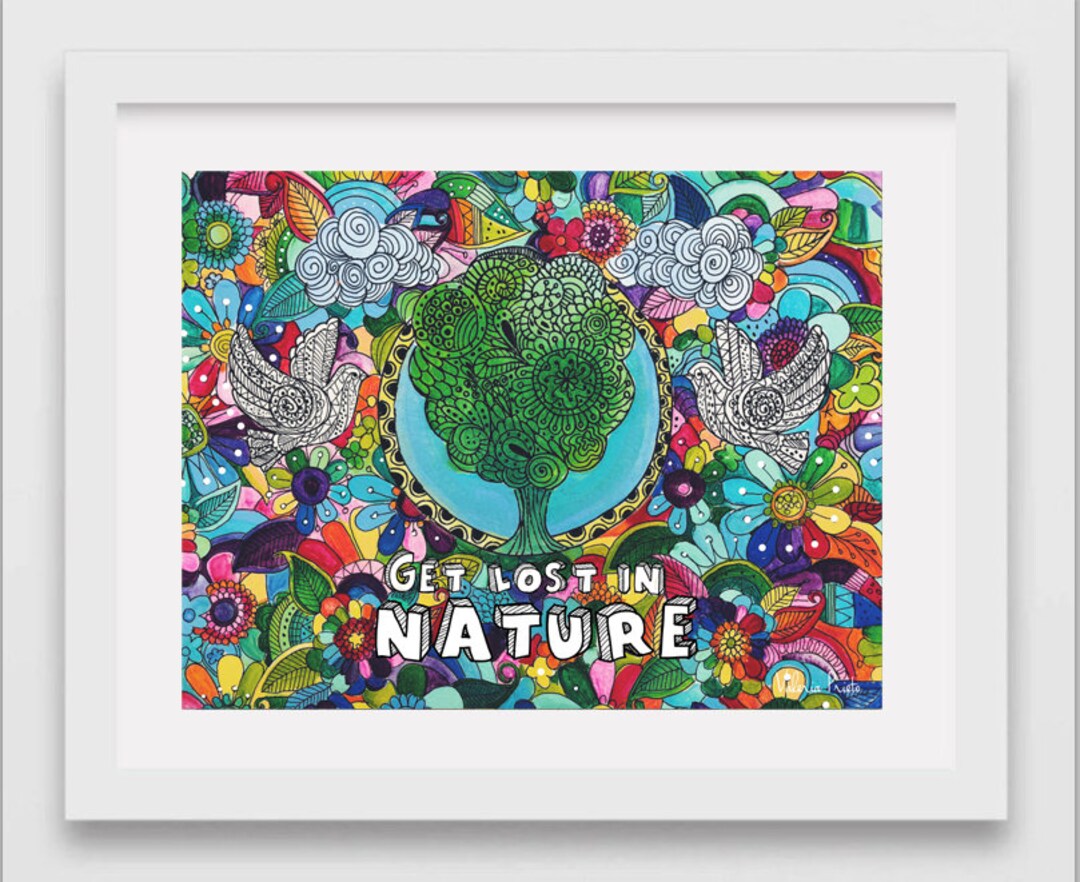 Get Lost in Nature Zentangle, Zentangles, Zentangle Print, Folk Art ...
