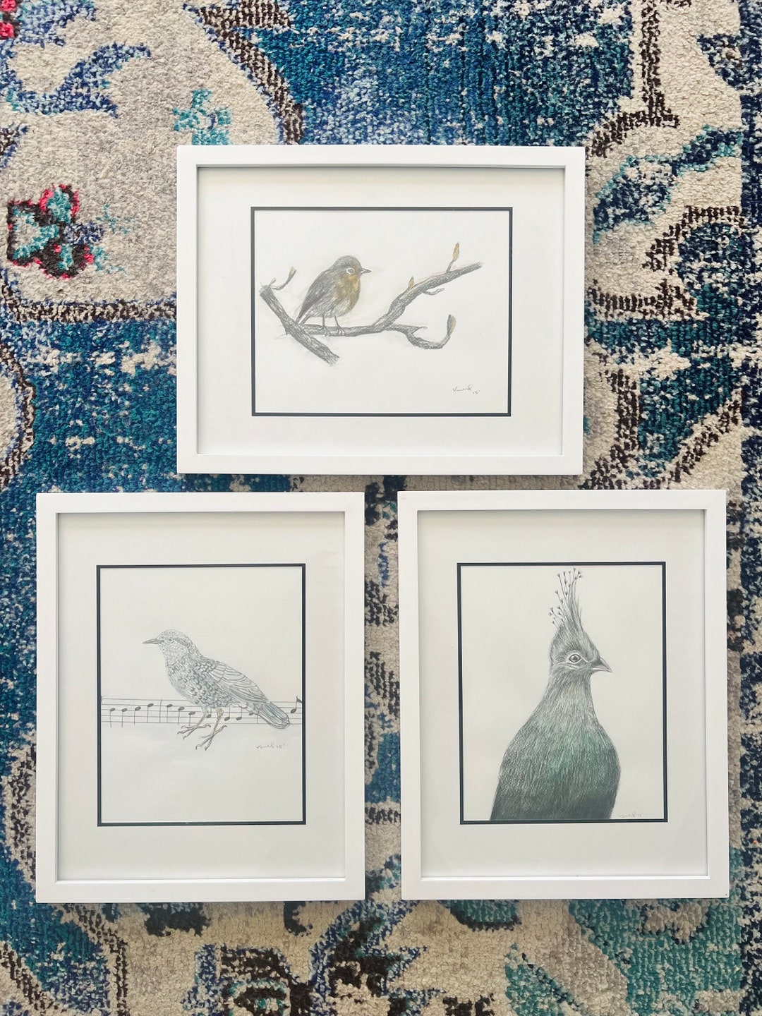 Birds Drawings, Birds Wall Art, Bird Wall Decor Made With Graphite ...