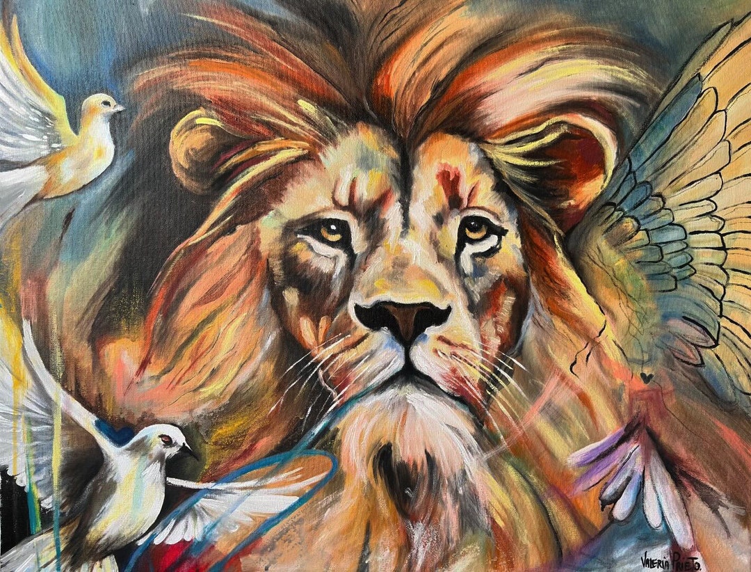 Lion Painting, Abstract Leon, Master Original Oil Painting, Wildlife ...