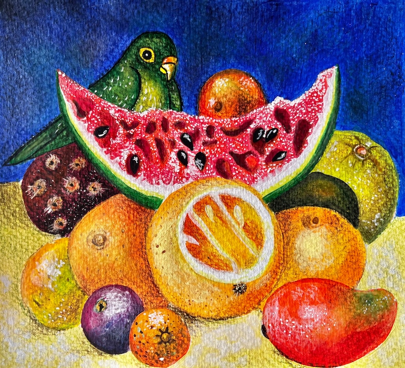 Frida Kahlo Still Life With Parrot and Fruit study Hand - Etsy