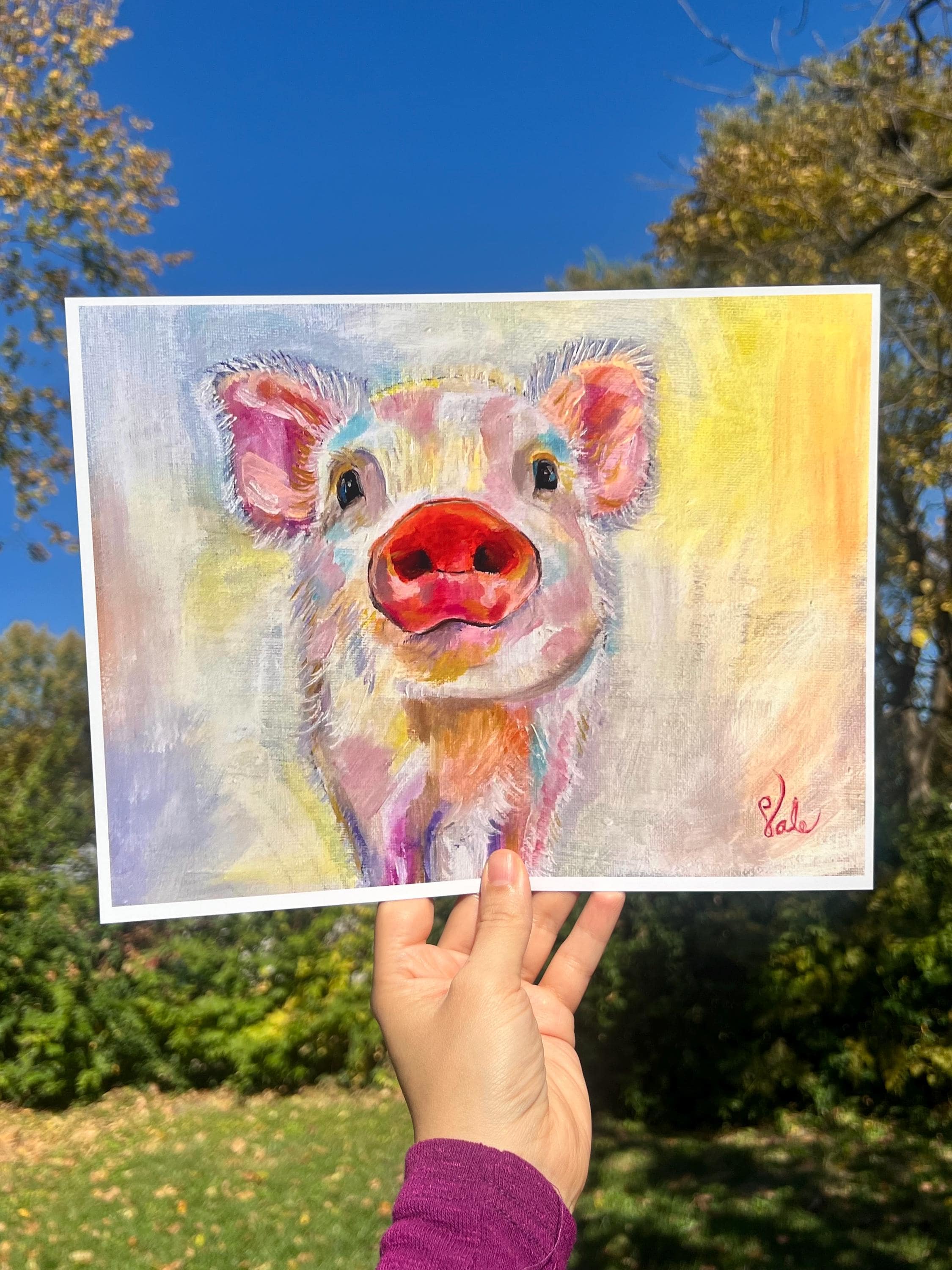 Pig Print, Colorful Farm Animal Portrait, 8.5x11" - Etsy