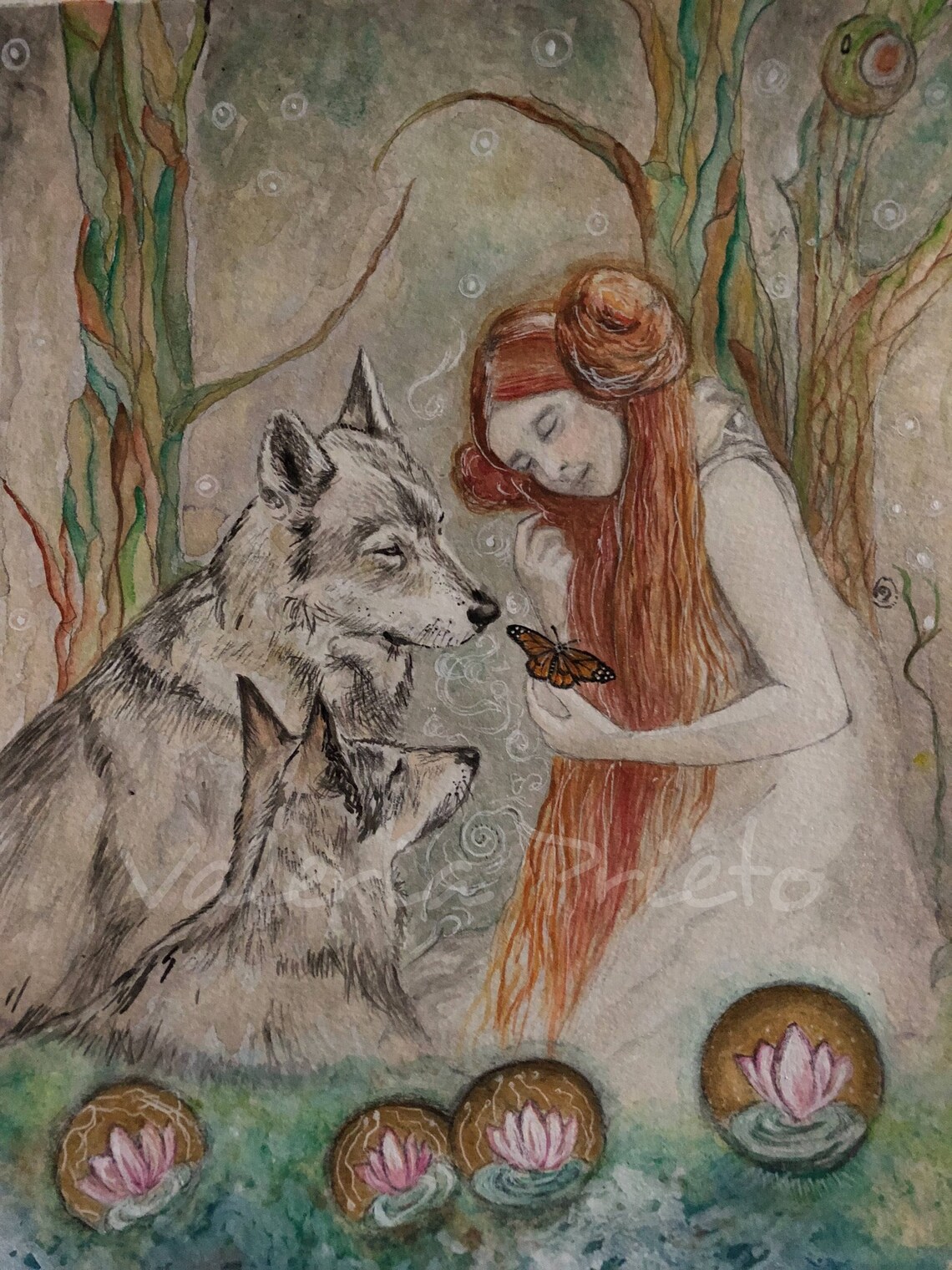 The Whisper Fine Art Embellished PRINT. Watercolor - Etsy