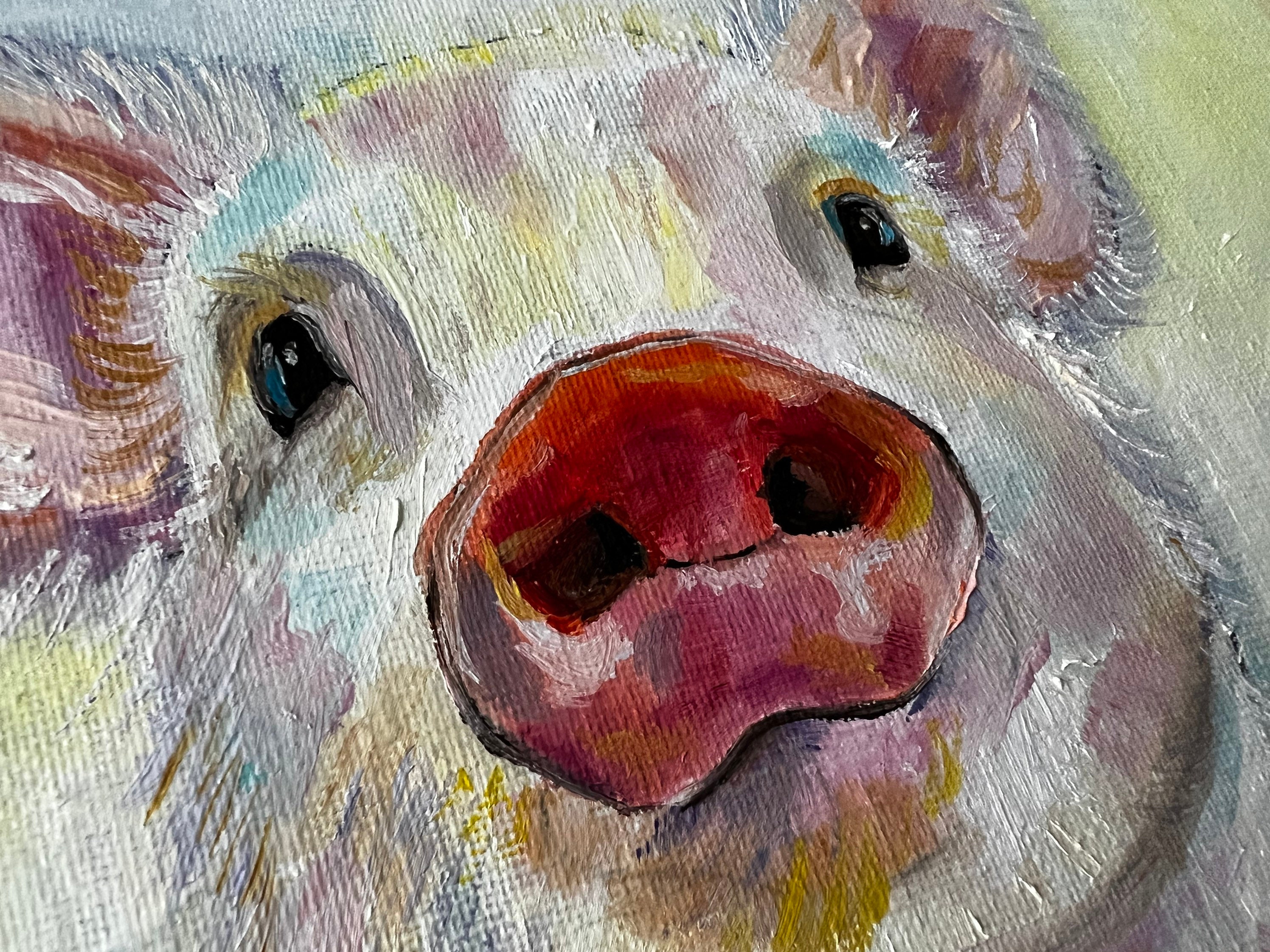 Pig Print, Colorful Farm Animal Portrait, 8.5x11" - Etsy