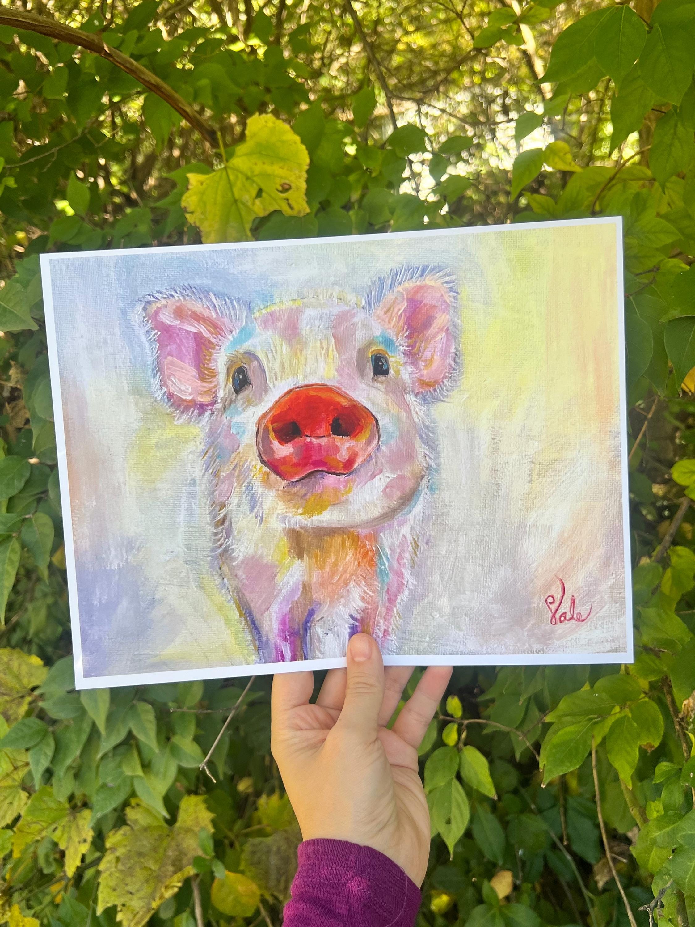 Oil Painting Pig Print, Colorful Farm Animal Portrait, 8.5x11" - Etsy